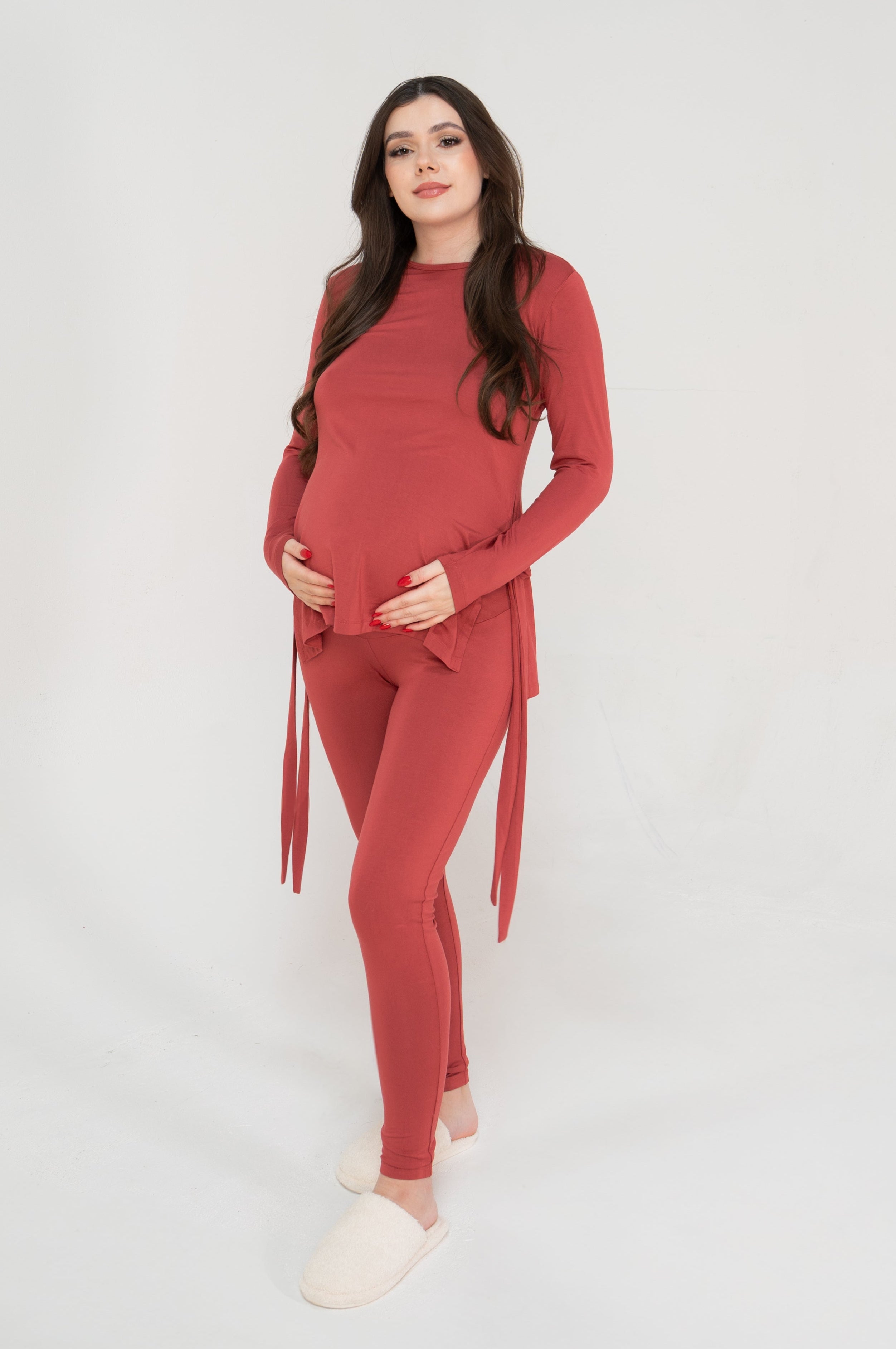 Yvonne Maternity Loungewear Set in Terracotta Rose – Lila